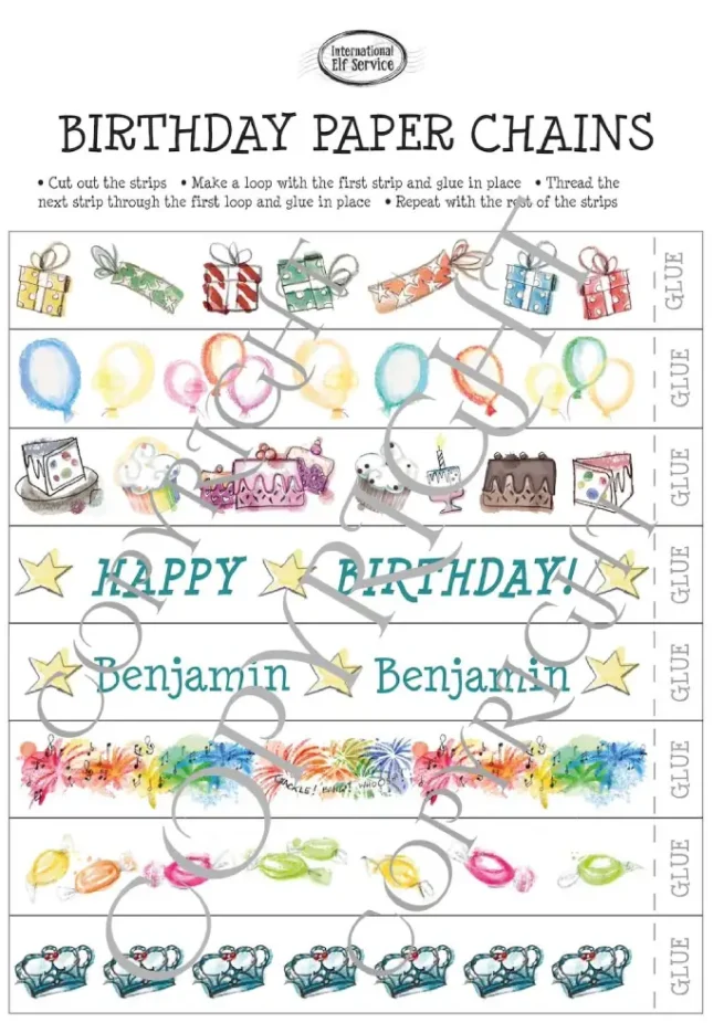 Personalised Paper Chain Packs - International Elf Service